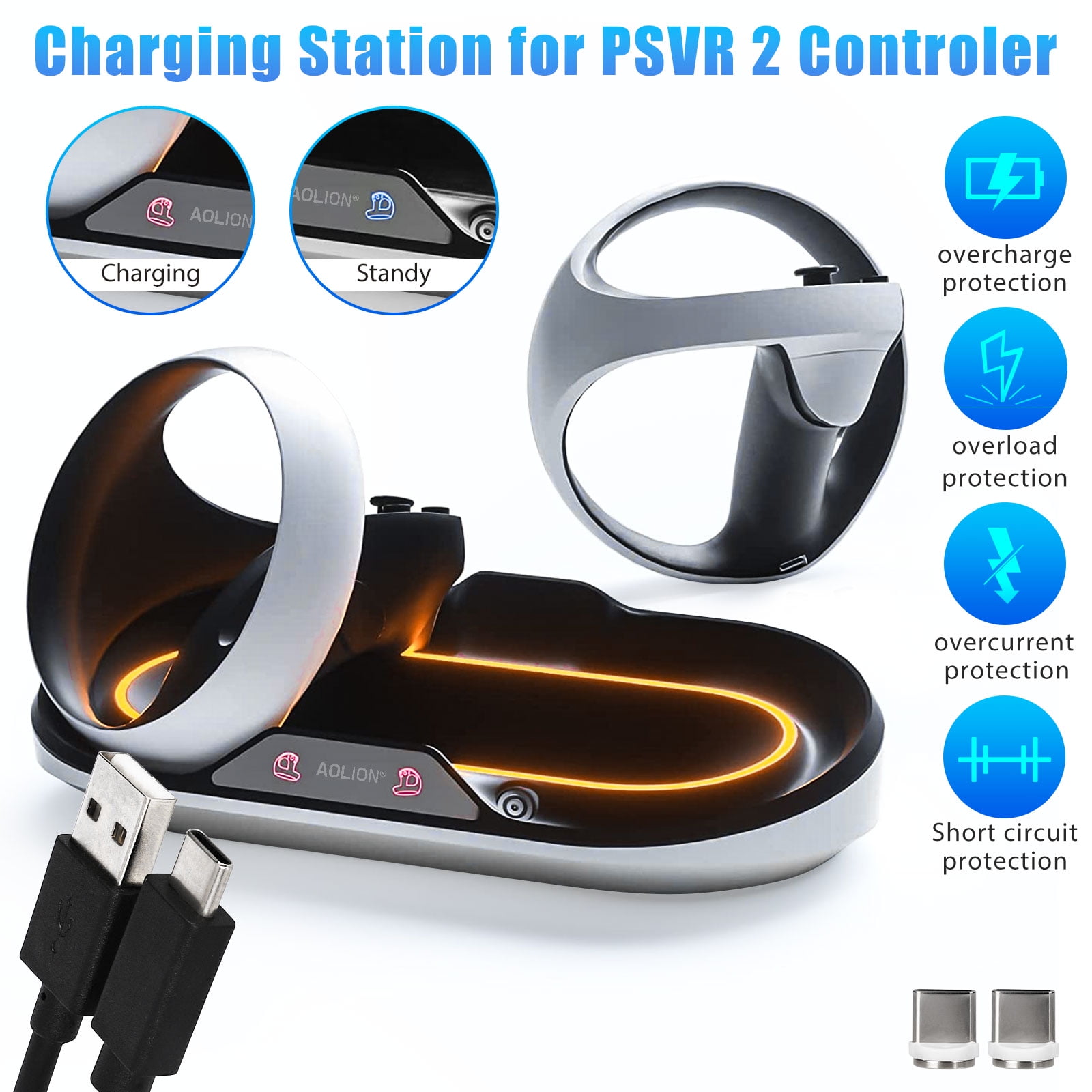 Charging Station for PSVR2 Sense Controller, TSV Dual Controller Charging Dock Fit for ...