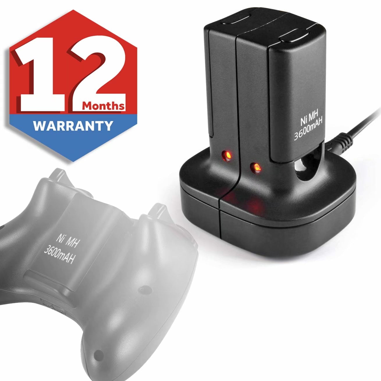 Charging Station for Xbox 360 Wireless Controller 2 Pack Rechargeable ...