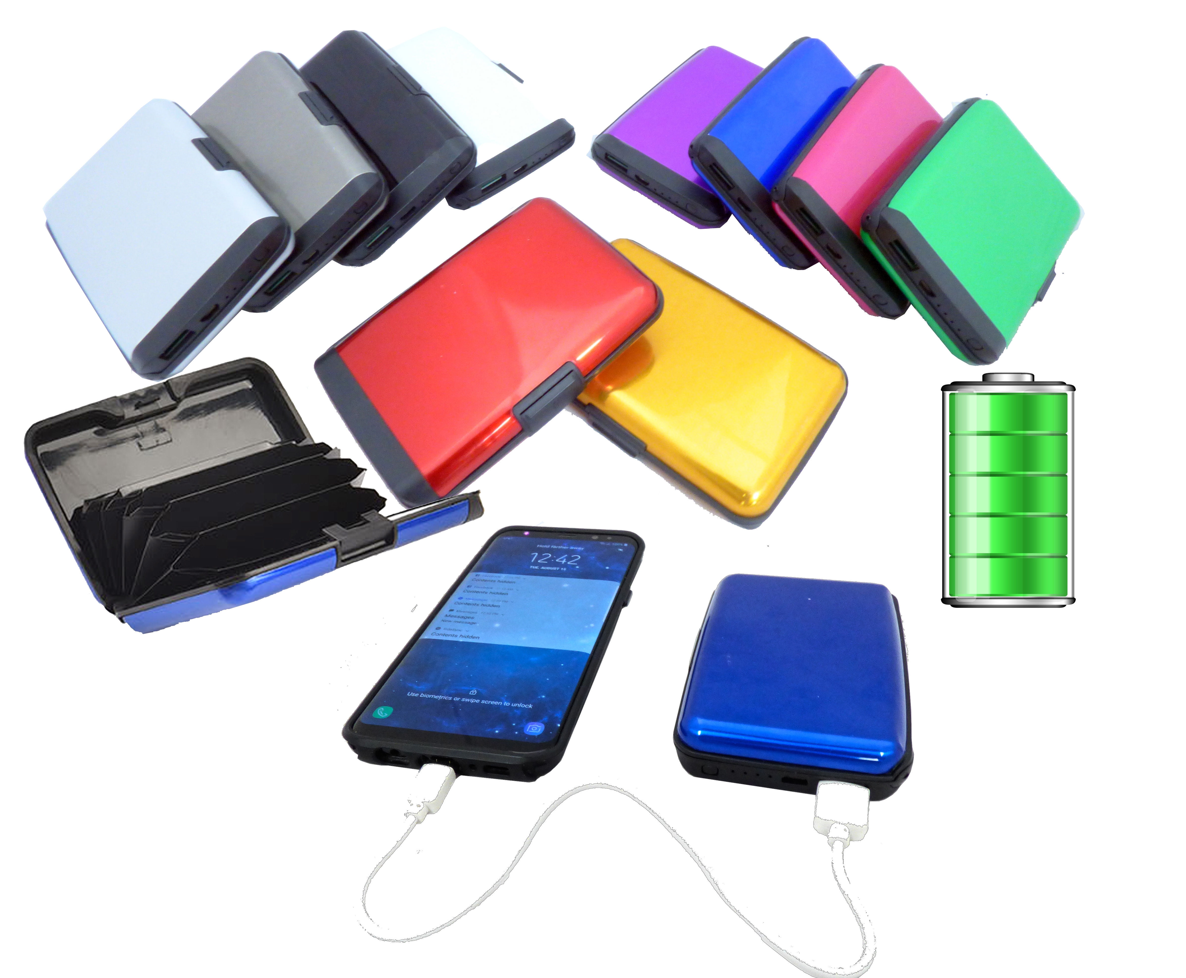 Charging Wallet Battery Power Bank - Aluminum RFID Blocking Phone ...