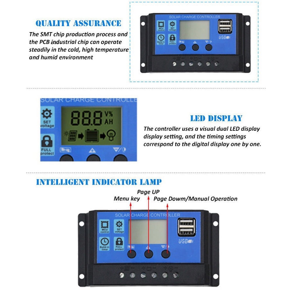 Charging controller,Usb Port Adjustable Lcd Display 60a Solar Solar ...