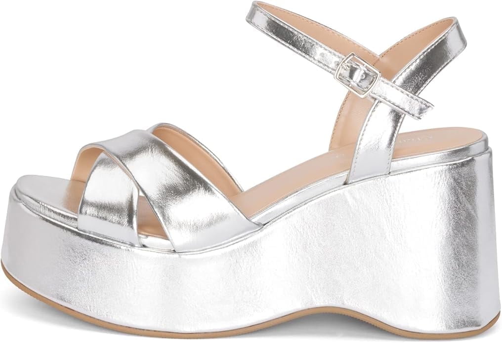 Chariot & Co Daystar Women's Open Toe Ankle Strap Wedge Heels Platform ...