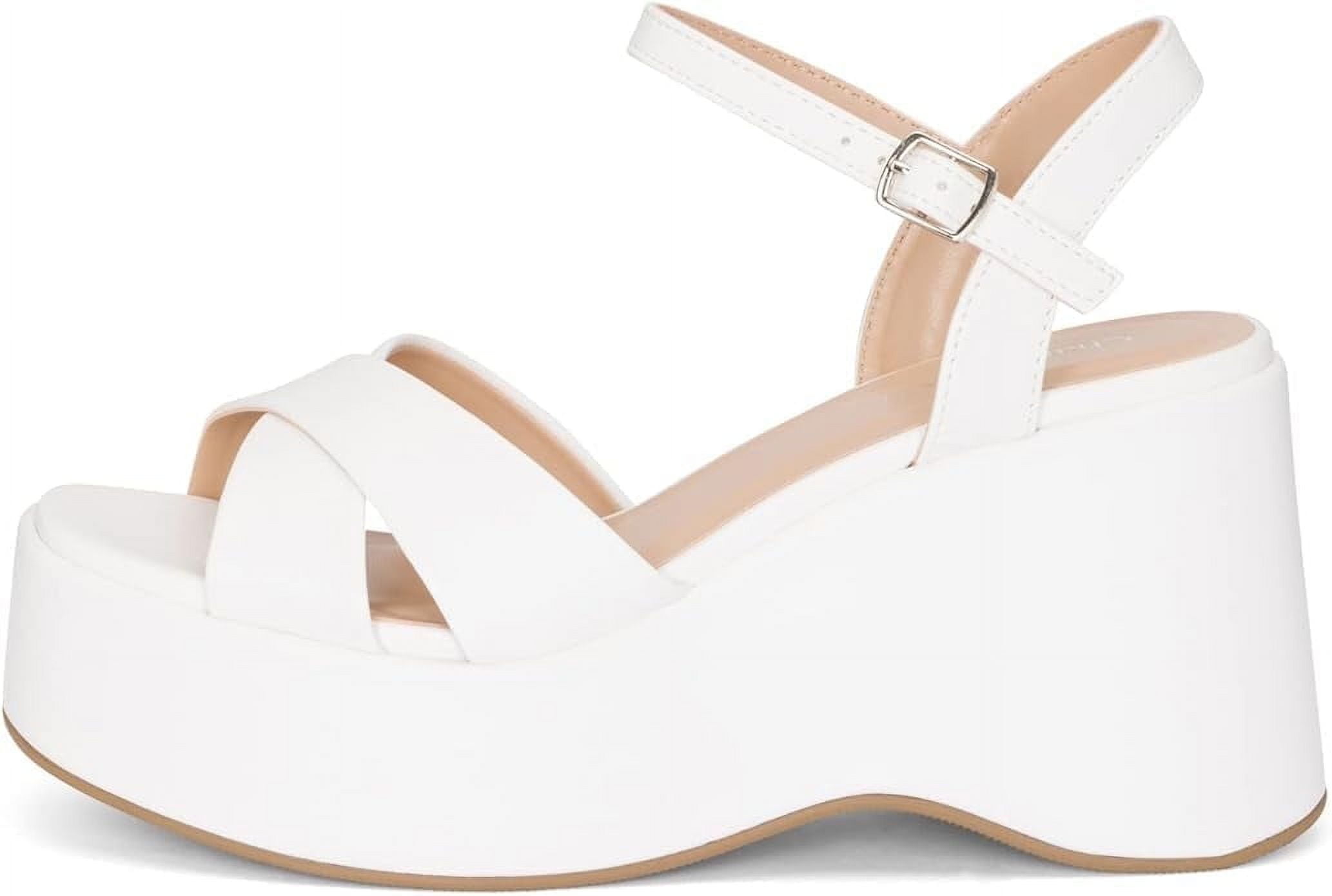 Chariot & Co Daystar Women's Open Toe Ankle Strap Wedge Heels Platform ...