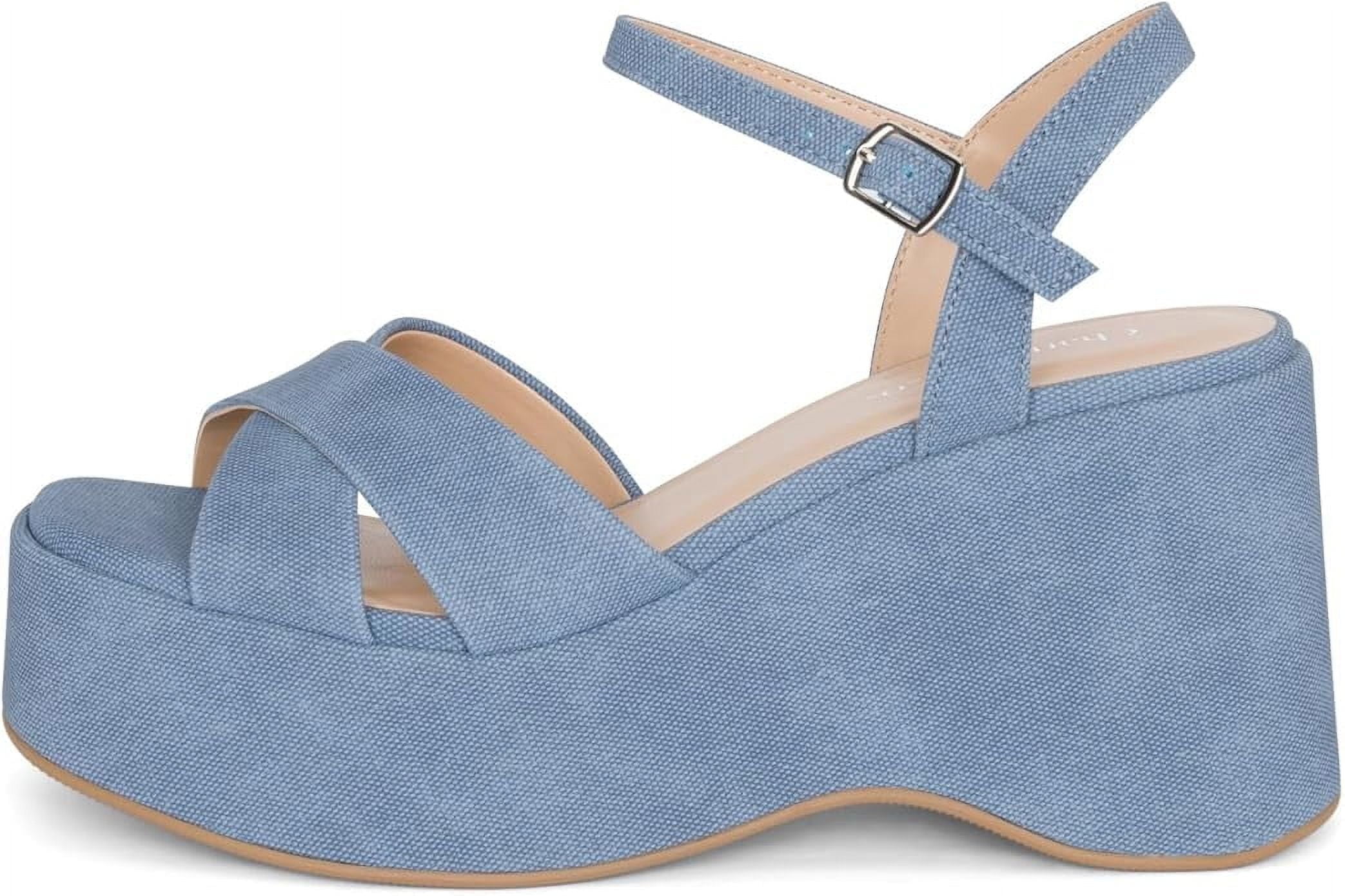Chariot & Co -Daystar- Women's Open Toe Ankle Strap Wedge Platform ...