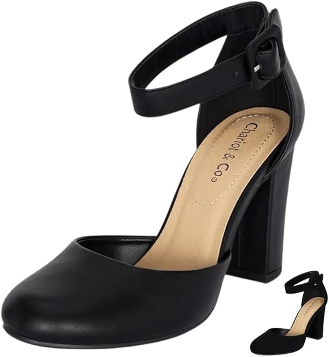 Chariot & Co: Posh- Women's Round Toe Ankle Strap Buckle High Heel ...
