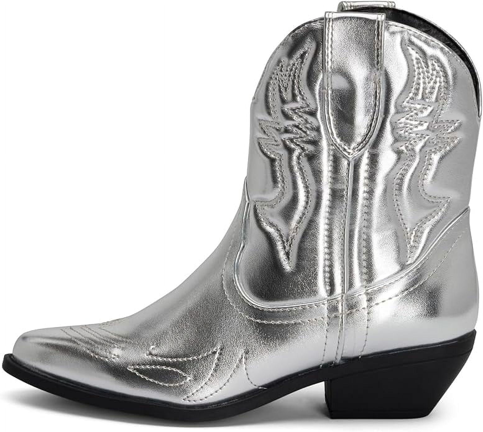 Chariot & Co -Susan- Womens Cowboy Cowgirl Western Ankle Booties Pointed Toe Boots (Silver, 10 ...