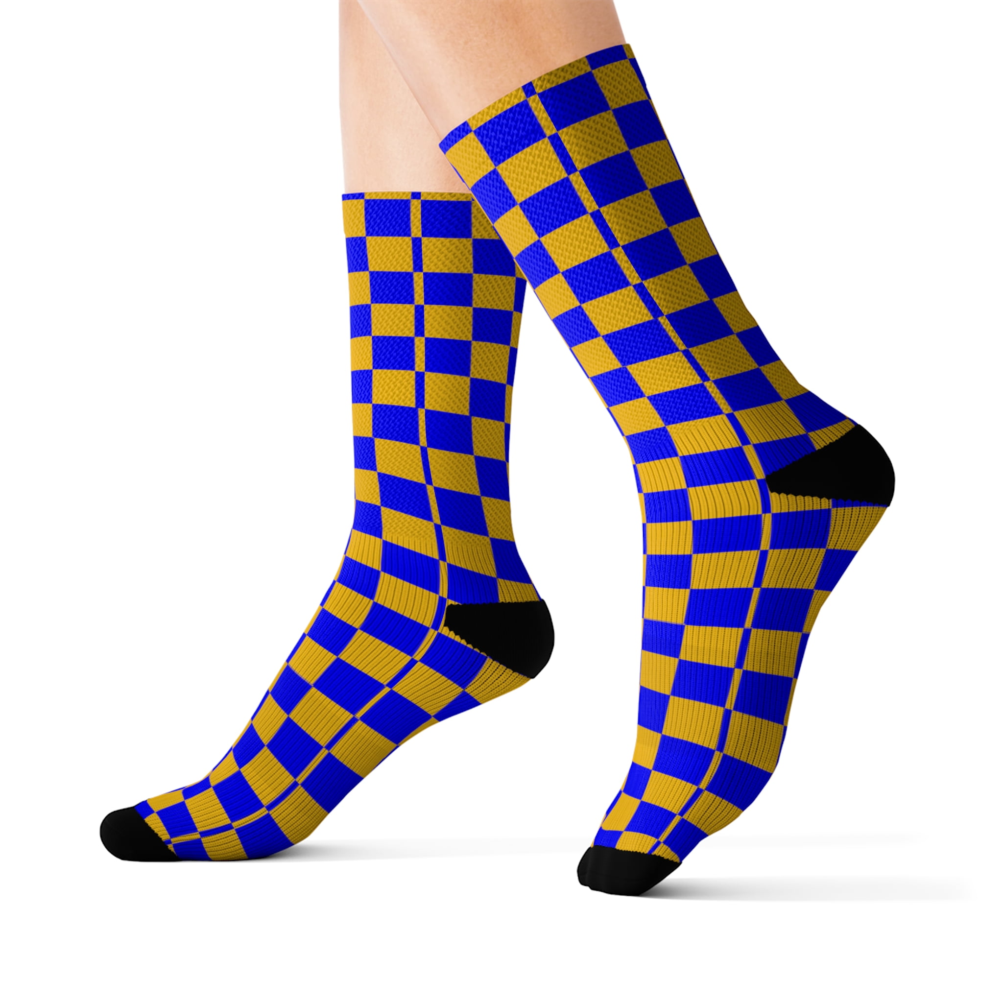 Charisma Girls Checker Board Series Blue on Yellow ublimation Socks ...