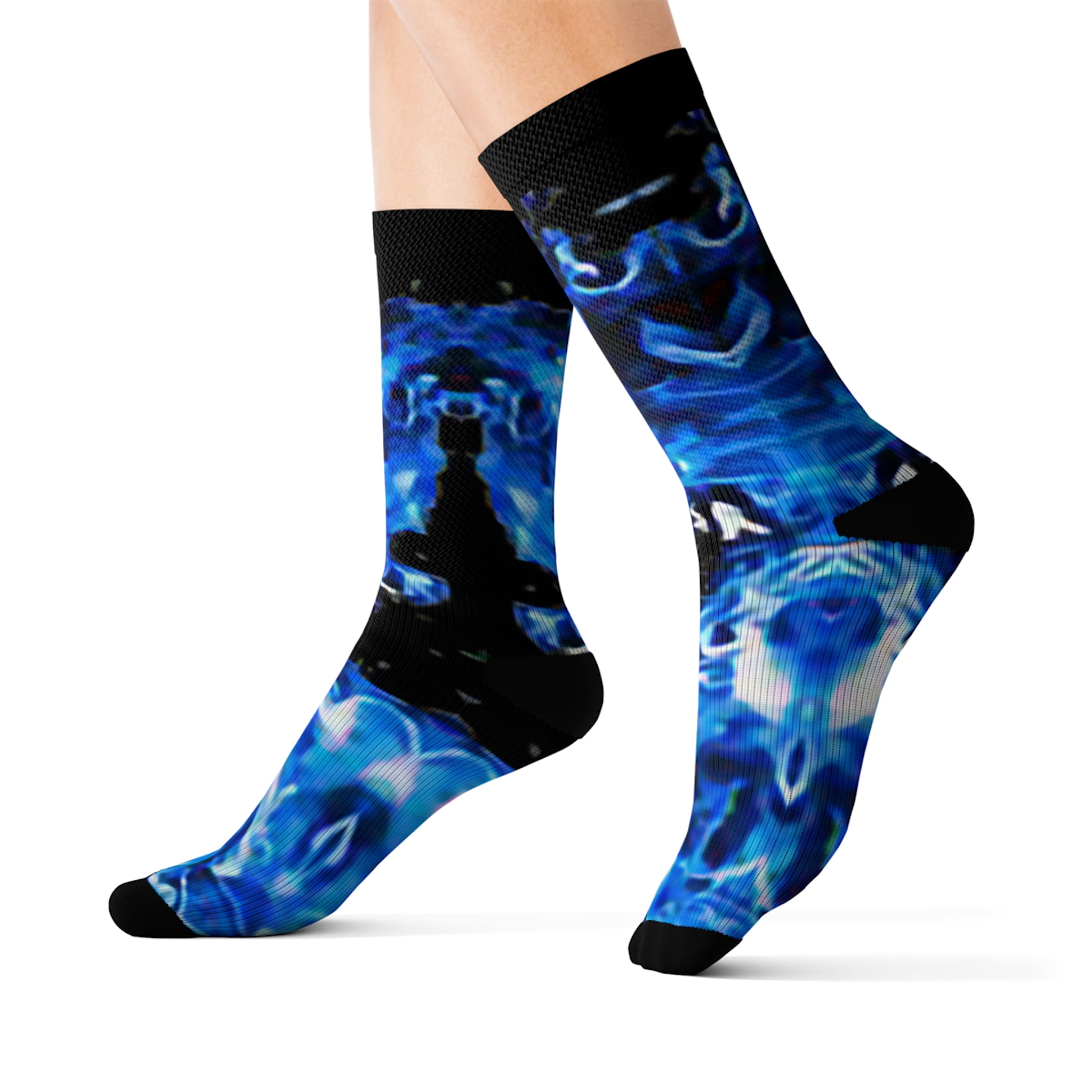 Charisma Girls Fire Series Design Number 3 Blue Fire Sublimation Socks ...