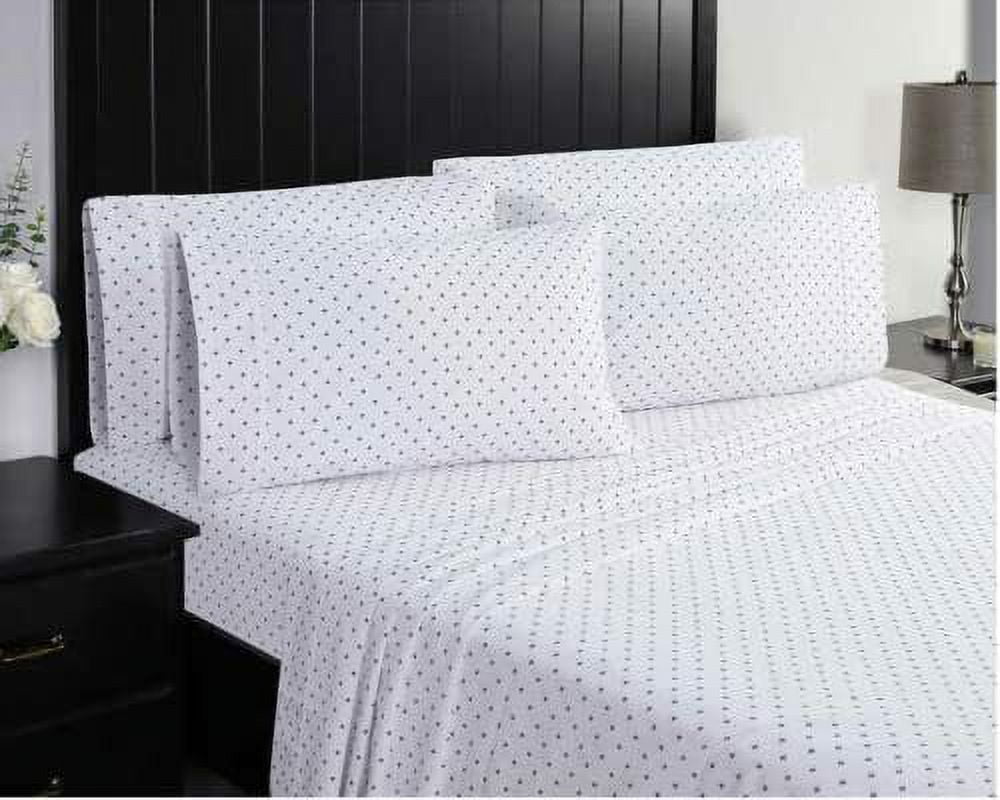 Charisma Queen 6 Piece Sheet Set Black Dots Extra Soft Microfiber White ...
