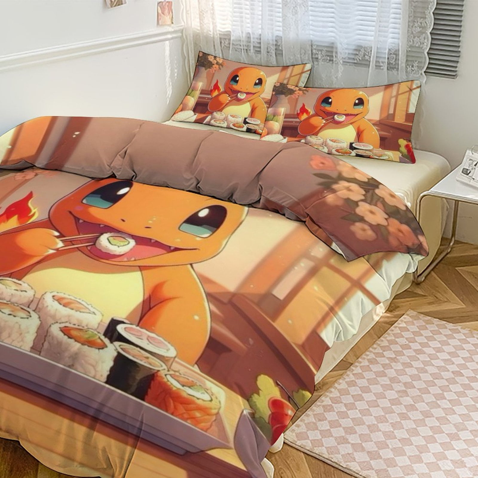 Charizard 3 Pieces Bed Set Cute Bedding Sets All Seasons, 1 Comforter ...