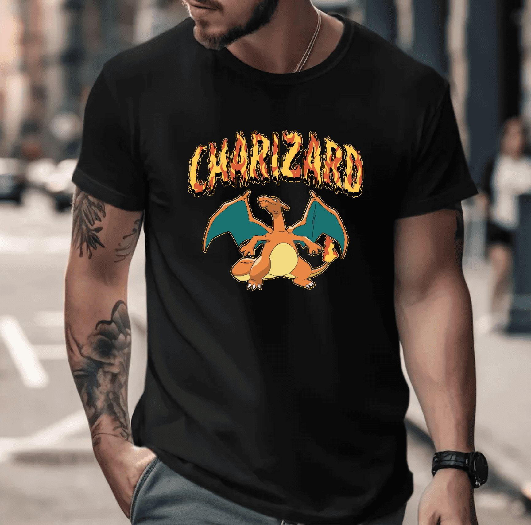 Charizard On Fire Iconic Portrait Retro Gaming Fan Unisex Tee, for men ...