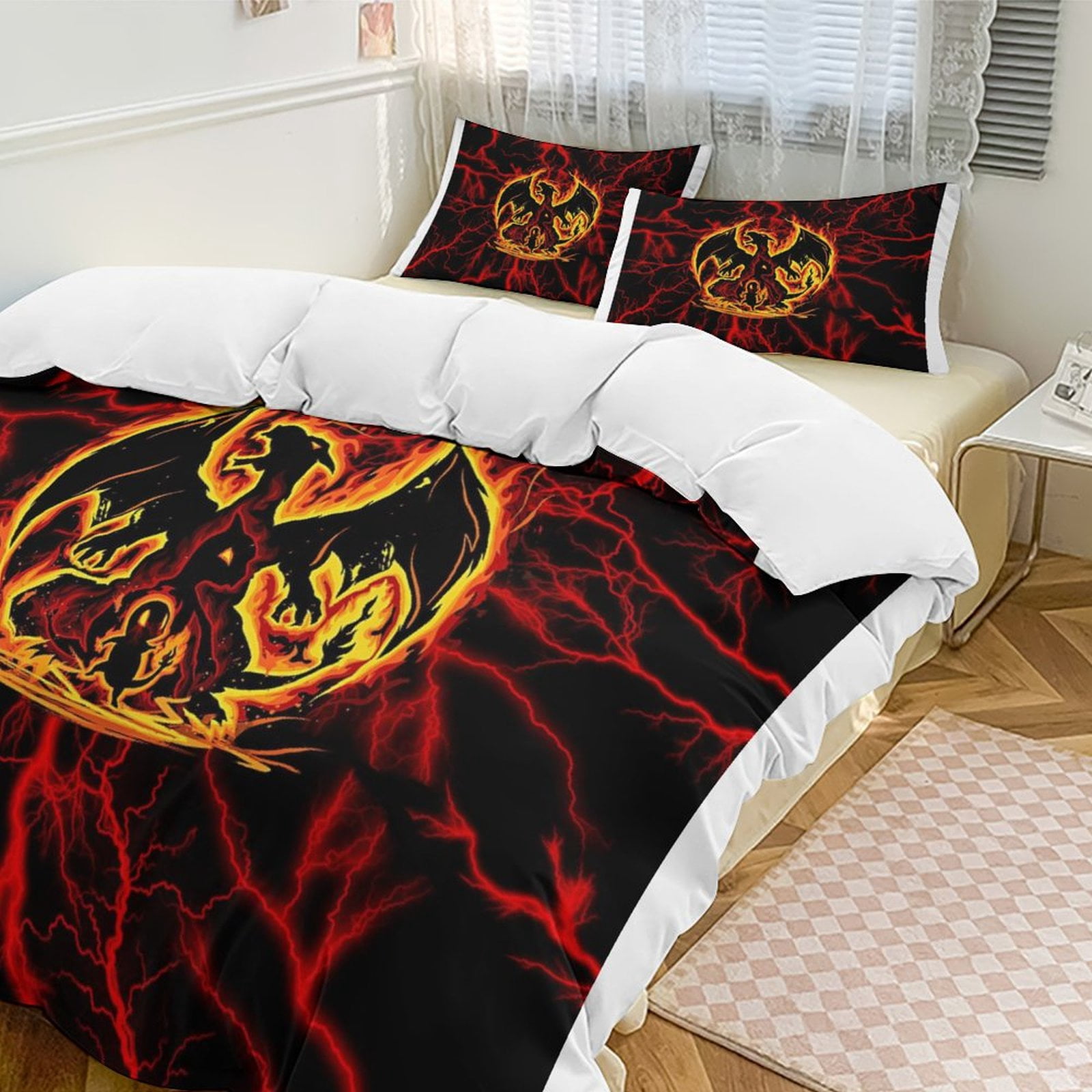 Charizard Theme 3Pcs Comforter Bedding Set Comforter Pattern Bedding ...
