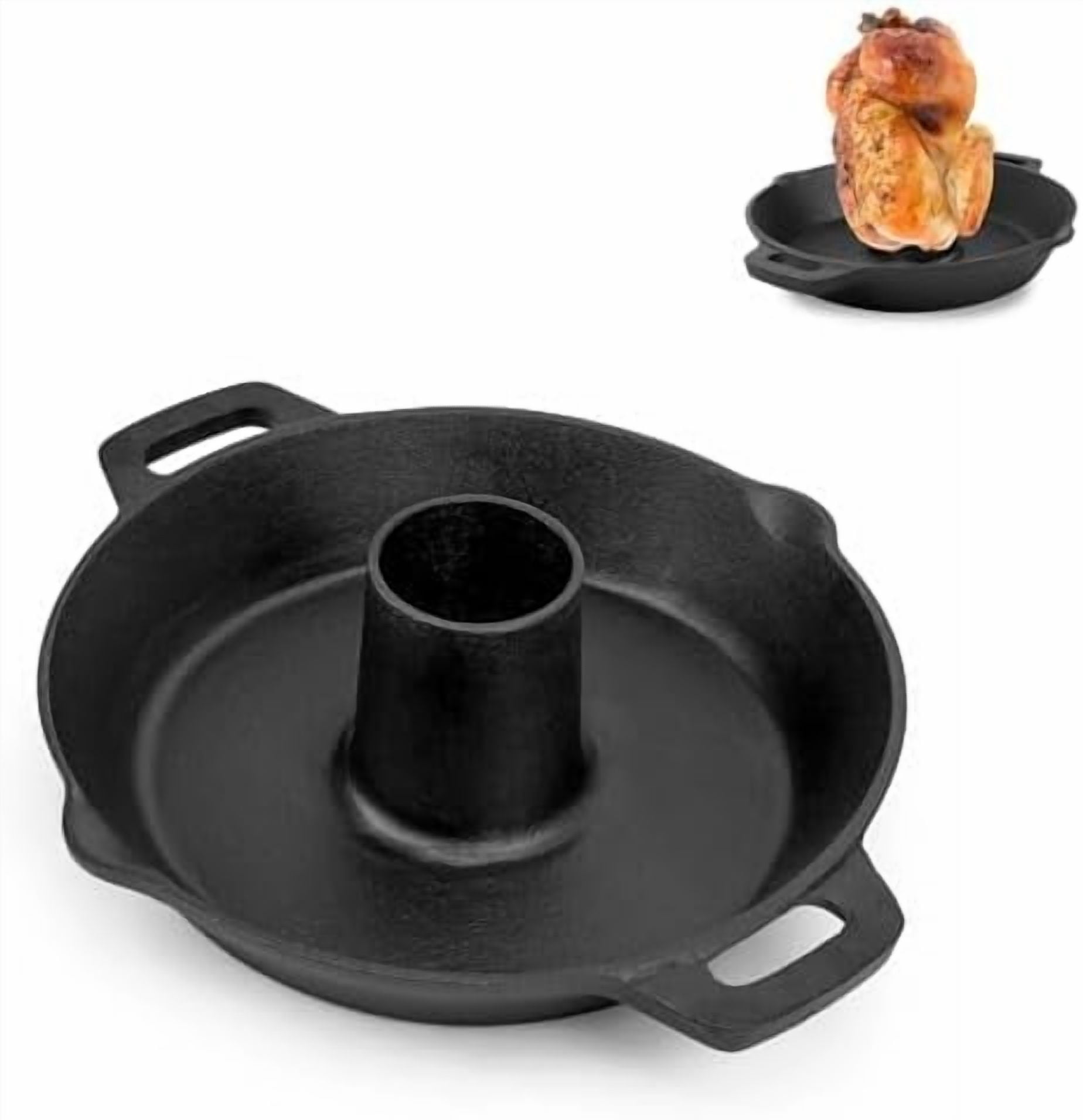 Charkettle Cast Iron Poultry Roaster Insert, Beer Can Chicken Holder ...