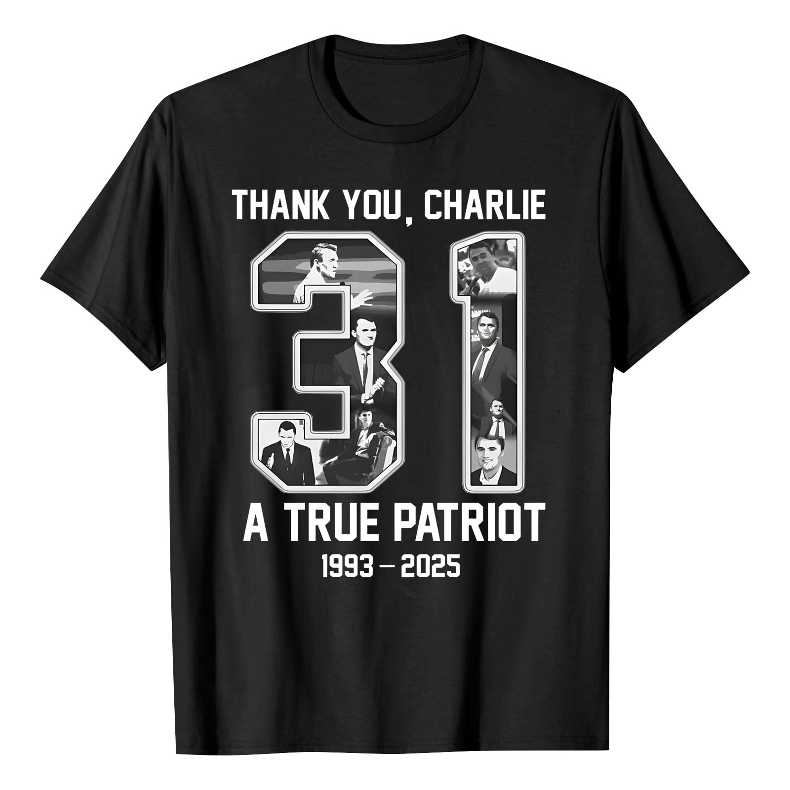 CharlIe K!rk Commemorative T-Shirt Men's Lettering Print Short For Home ...