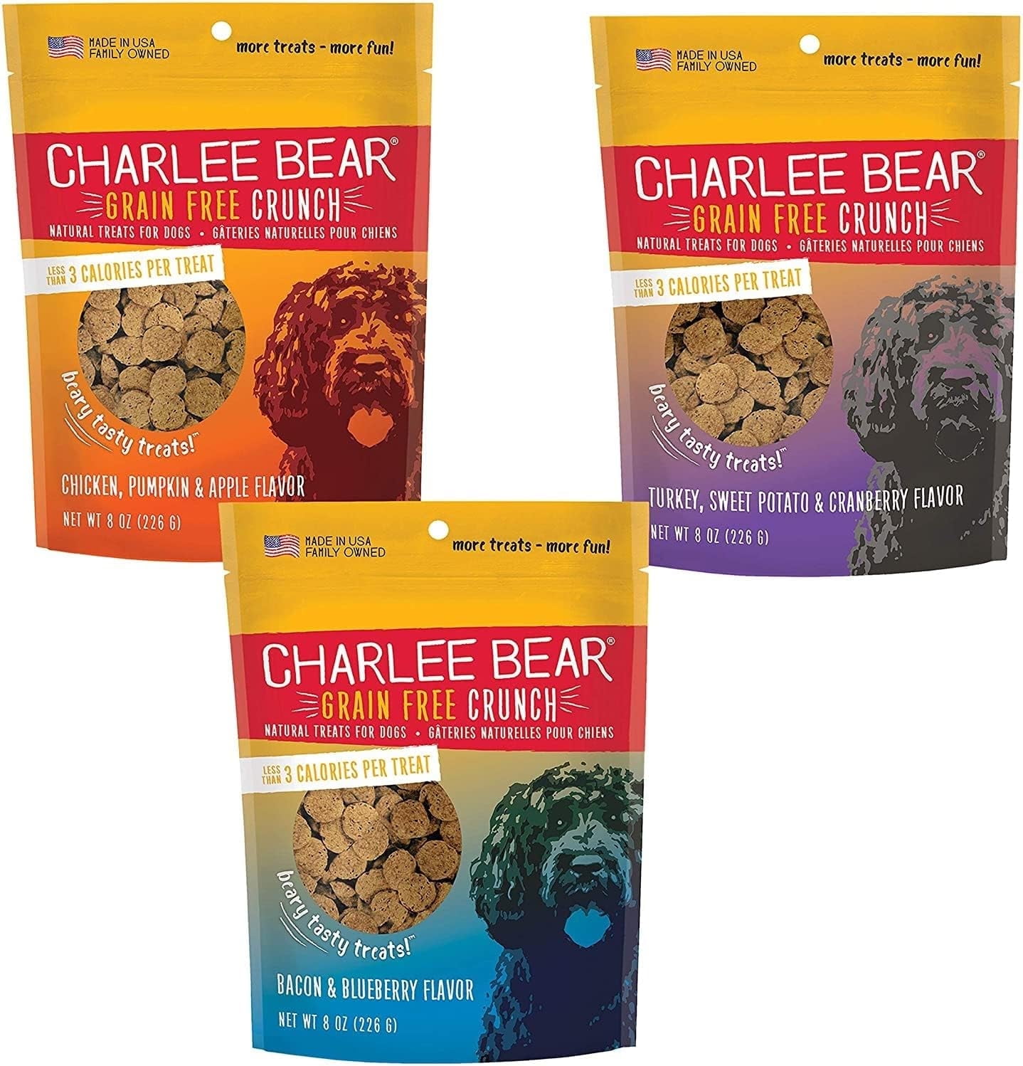 Charlee Bear USA-Made, Grain Free Crunch, Variety 3-Pack Dog Training ...