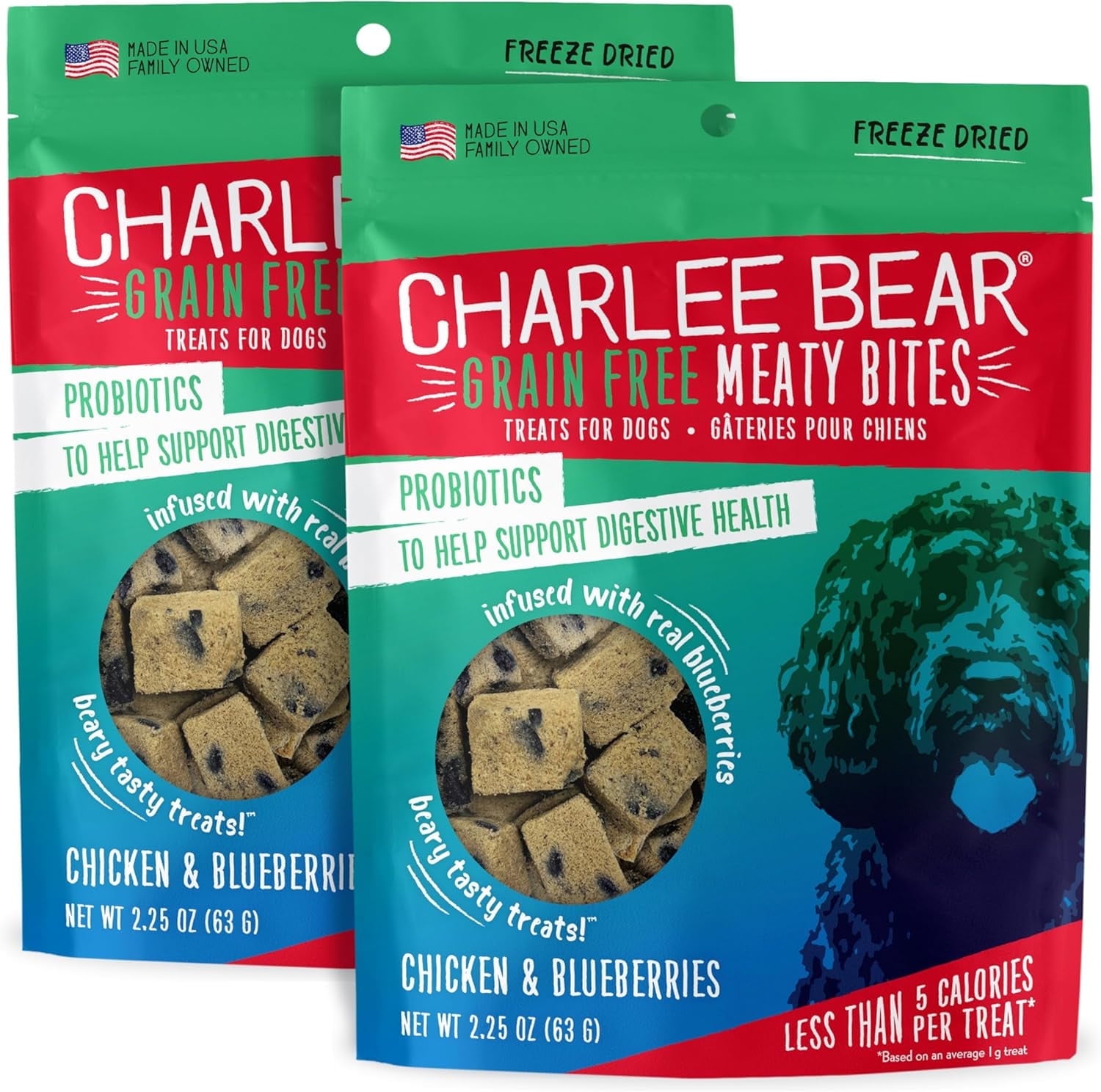 Charlee Bear Grain Free Meaty Bites Freeze Dried Dog Treats with ...