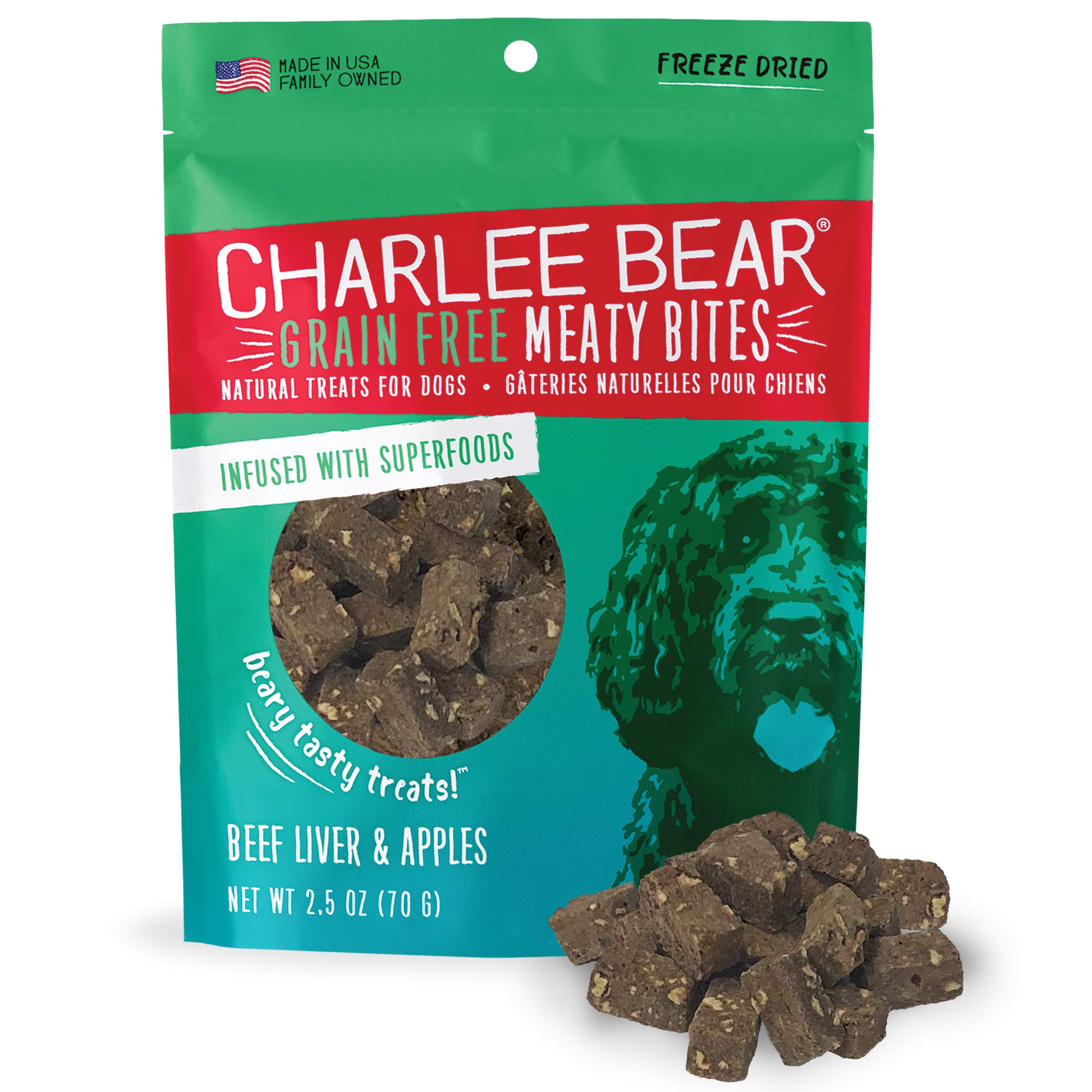 Charlee Bear Meaty Bites Dog Treats, Beef Liver & Apples, 2.5oz SF1 ...