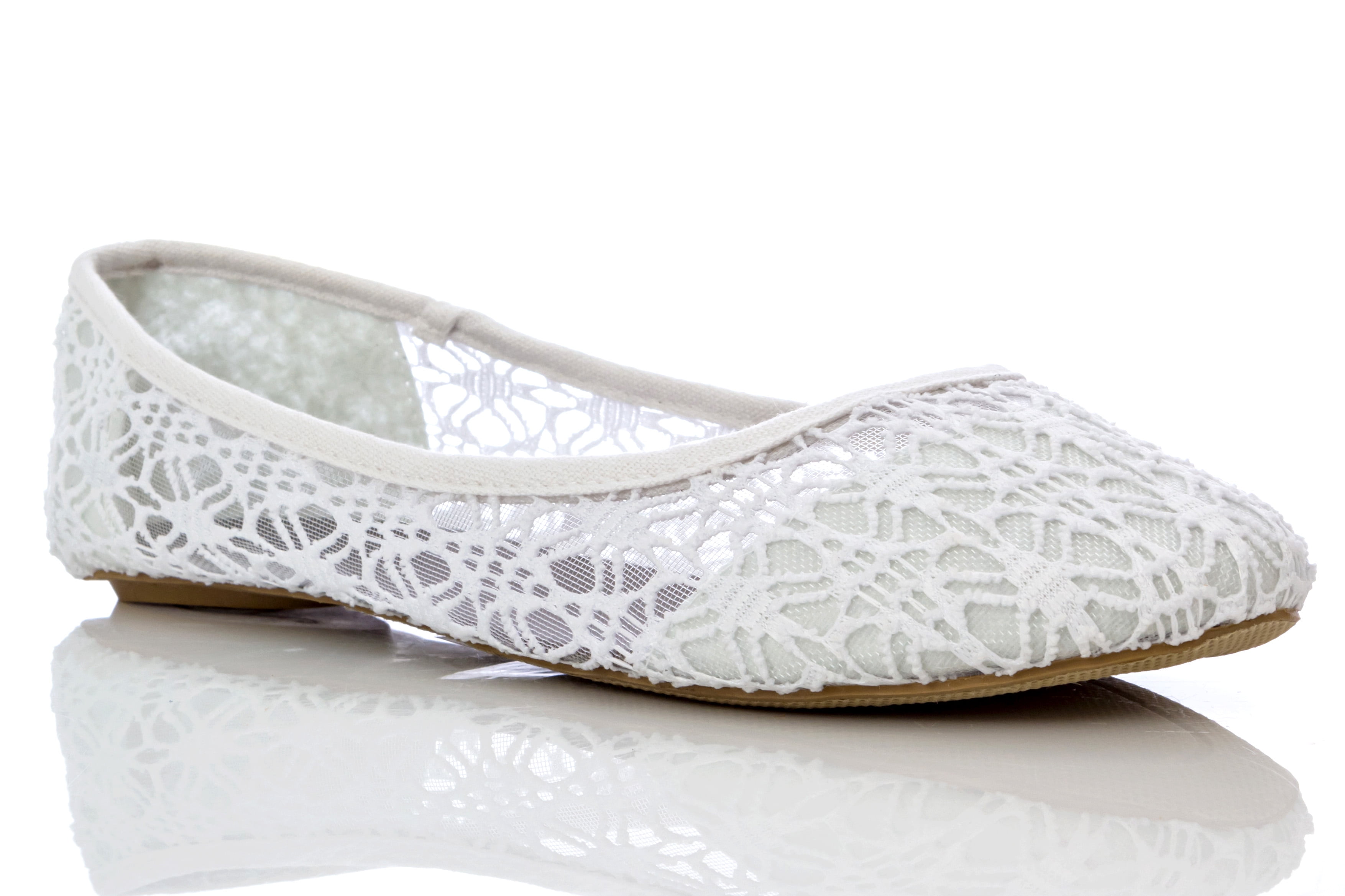 Charles Albert Women's Breathable Crochet Lace Ballet Flat in White ...