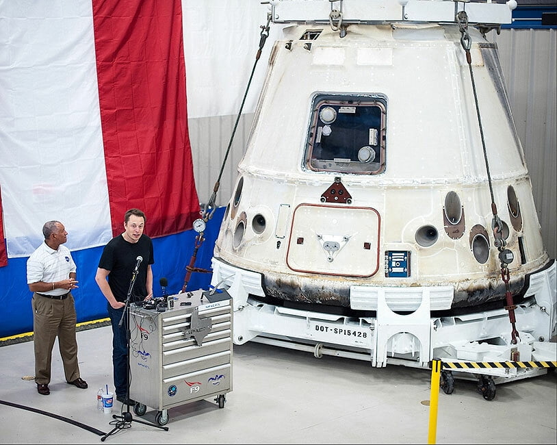 Charles Bolden and Elon Musk With Dragon Capsule - 12x18 Inch Laminated ...
