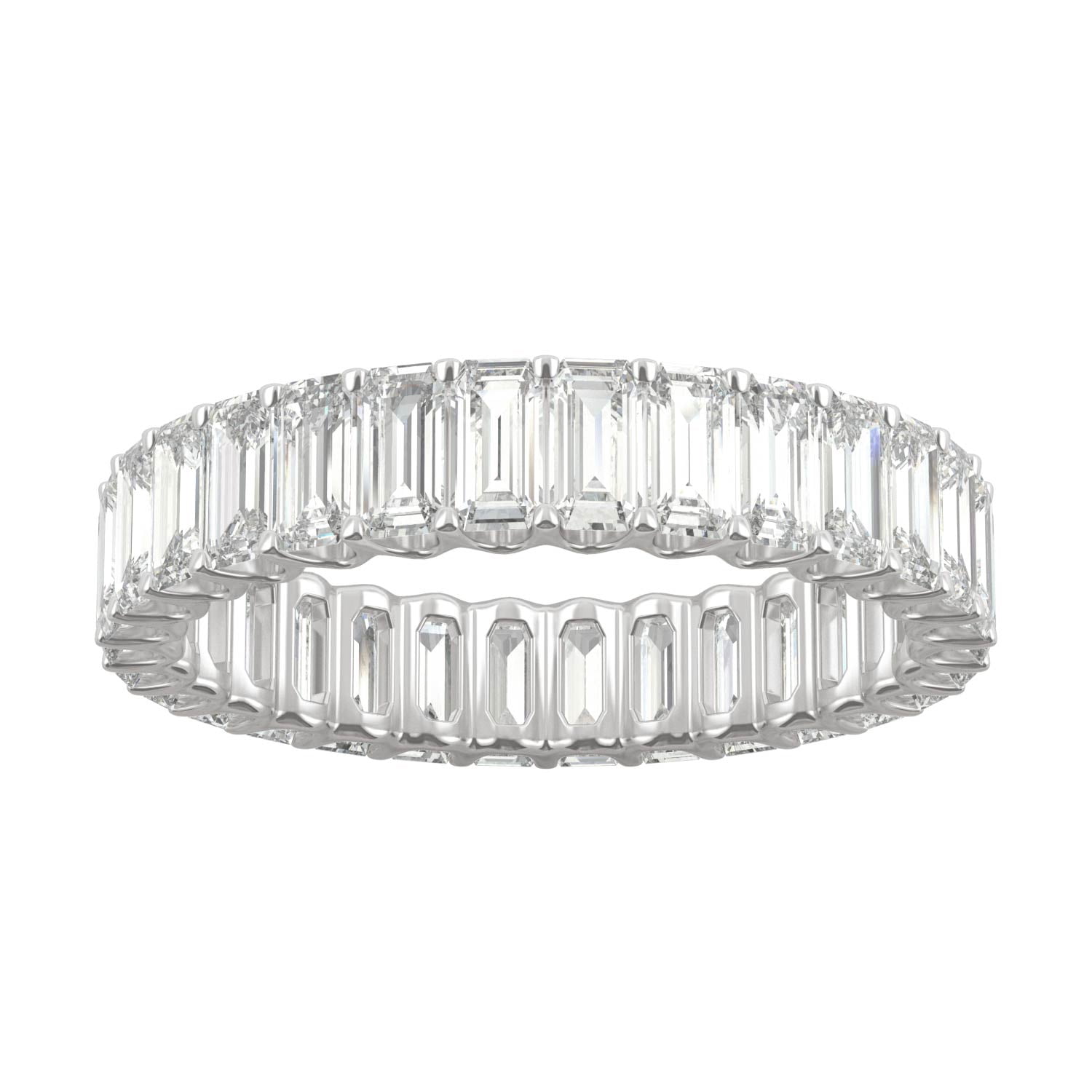 Charles & Colvard 14K White Gold Moissanite 4x2mm Emerald Eternity Band ...