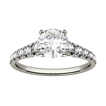 14K White Gold Moissanite by Charles & Colvard Cushion Engagement Ring ...
