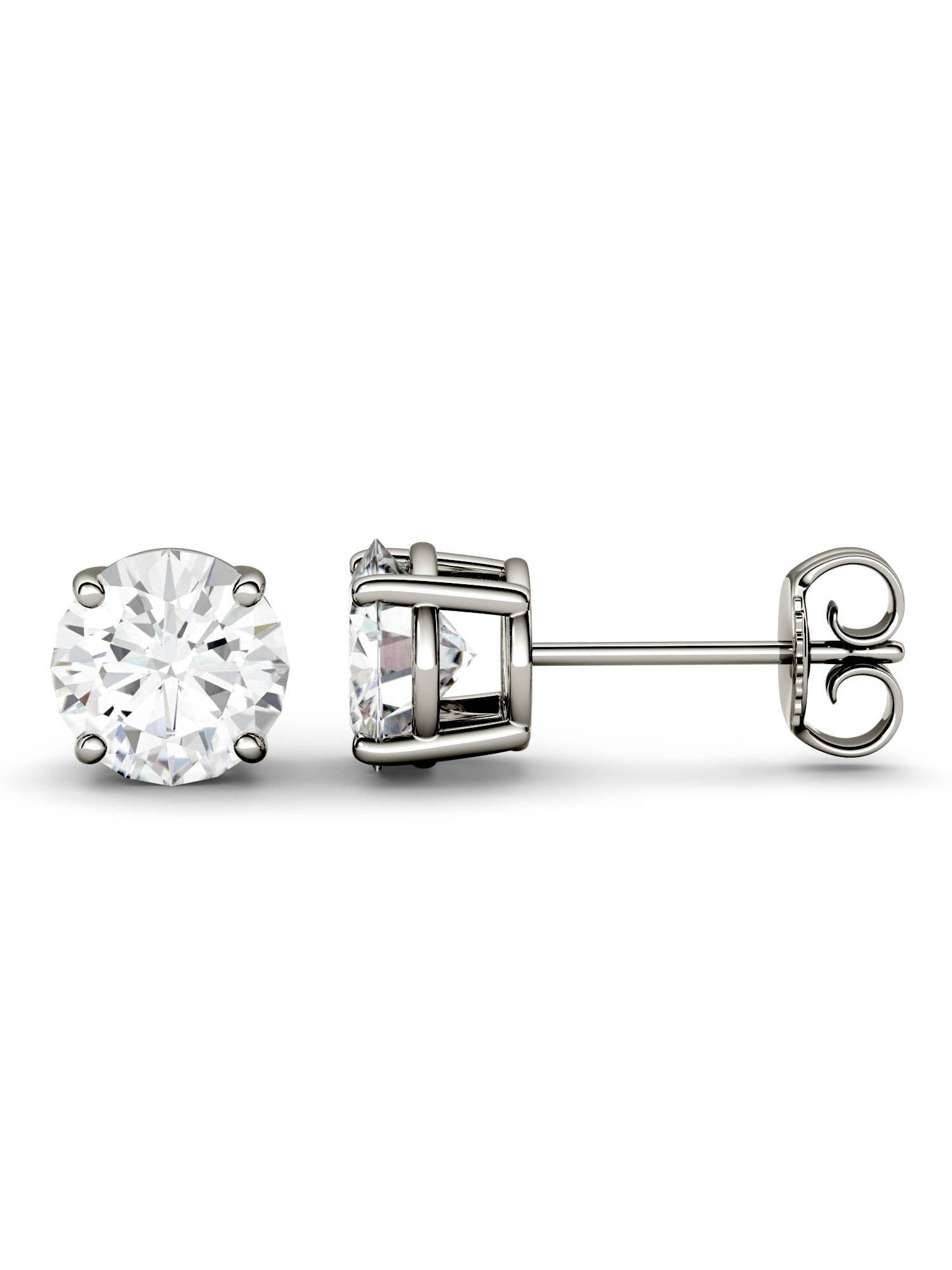 Charles & Colvard 14K White Gold Moissanite 6.5mm Round Stud Earrings 2 ...