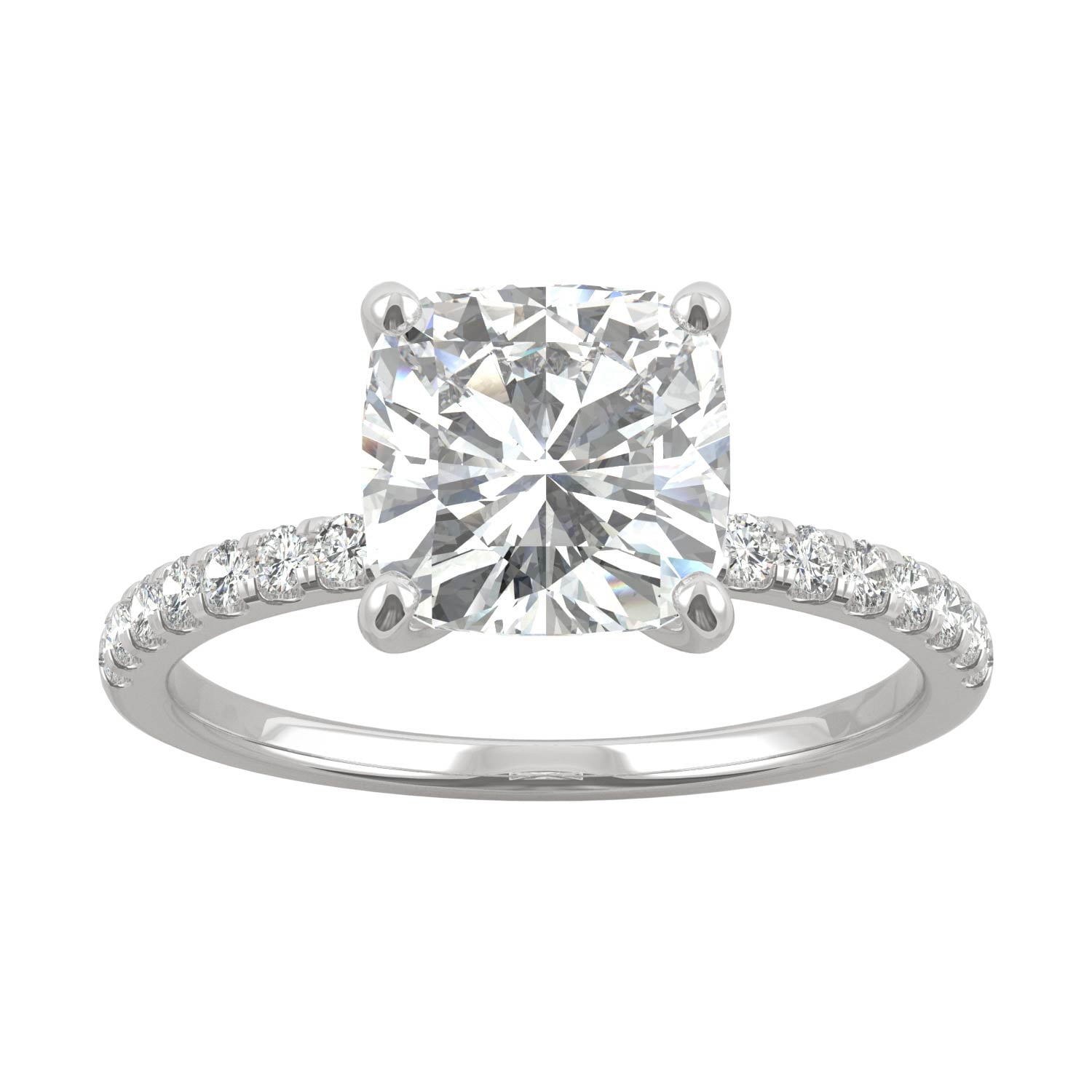 Charles & Colvard 14K White Gold Moissanite 8mm Cushion Engagement Ring-Size 9 2.64cttw DEW ...