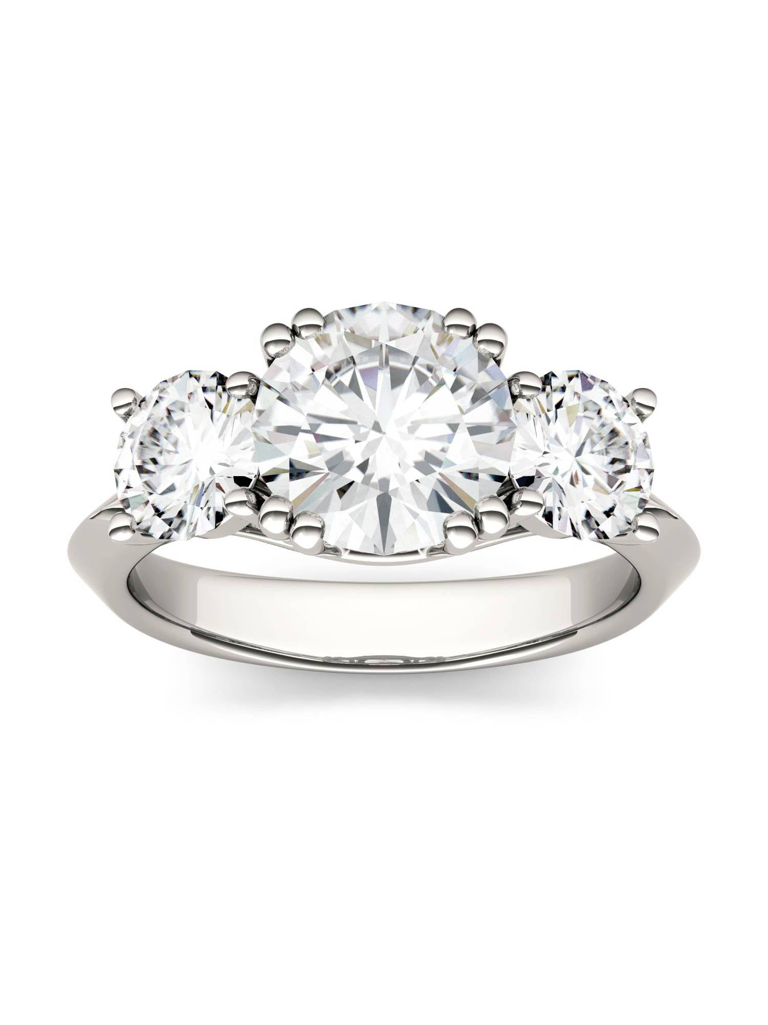Charles & Colvard 14K White Gold Moissanite 8mm Round Engagement Ring ...