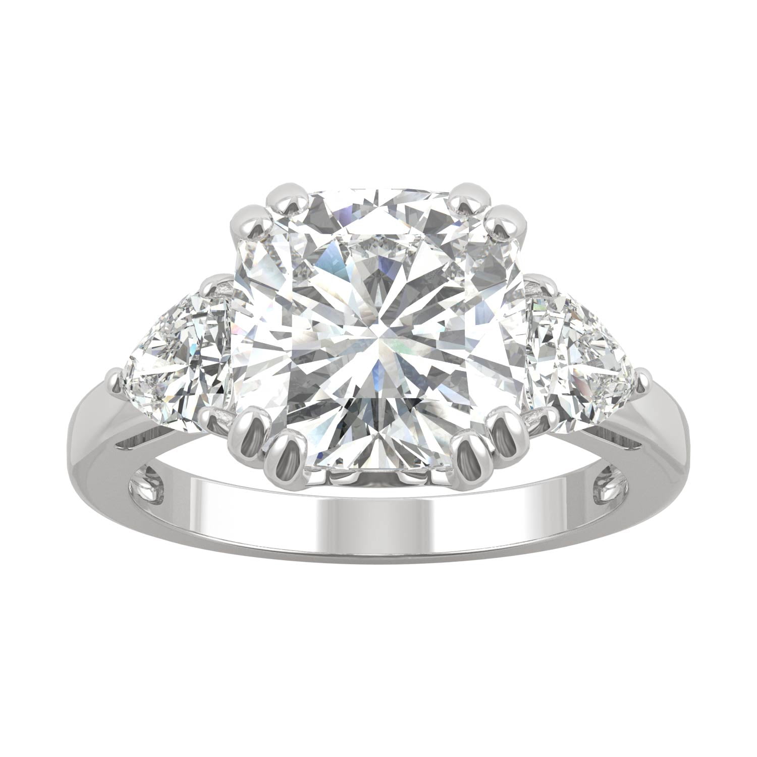 Charles & Colvard 14K White Gold Moissanite 9.5mm Cushion Engagement ...