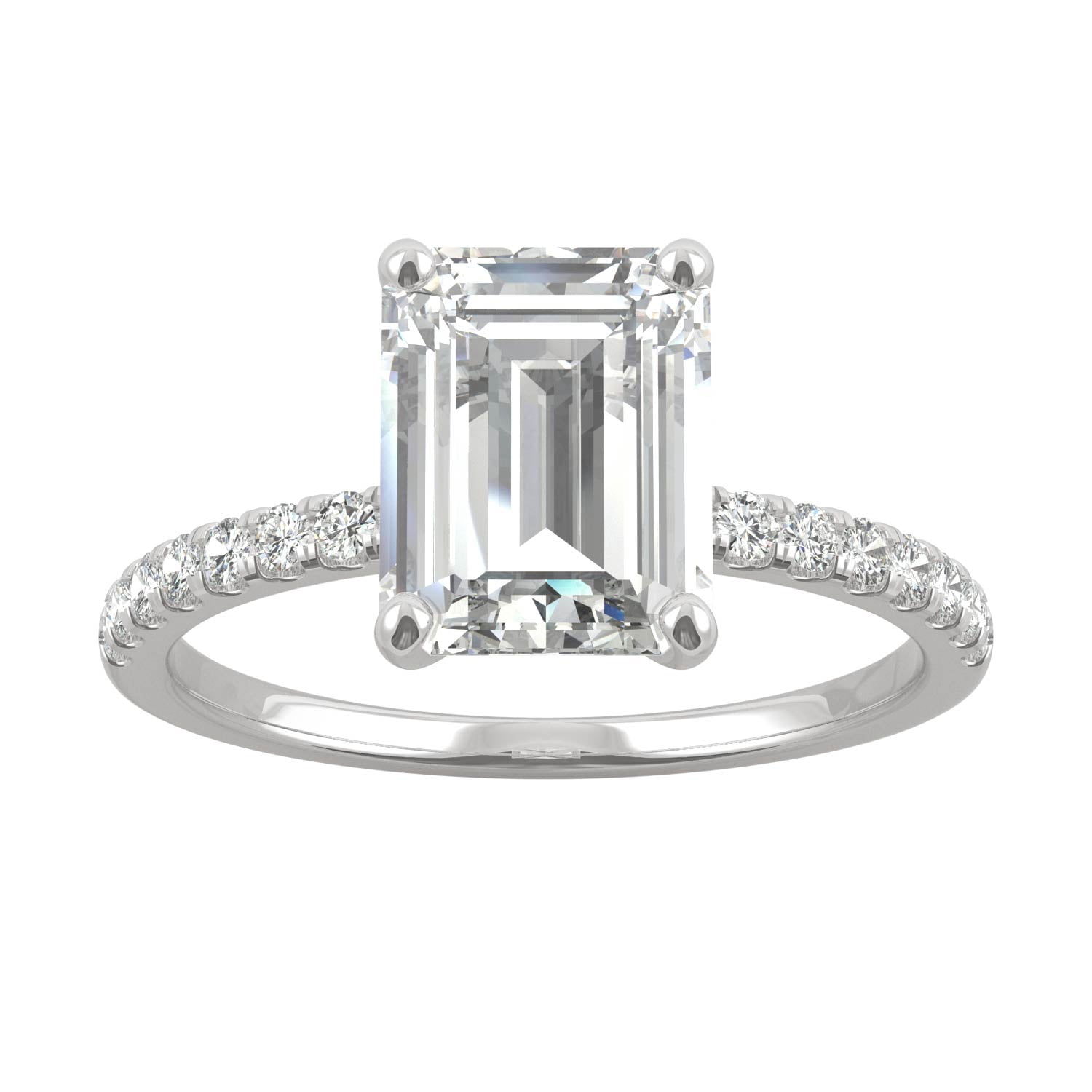 Charles & Colvard 14K White Gold, 9x7mm Emerald Moissanite Engagement ...
