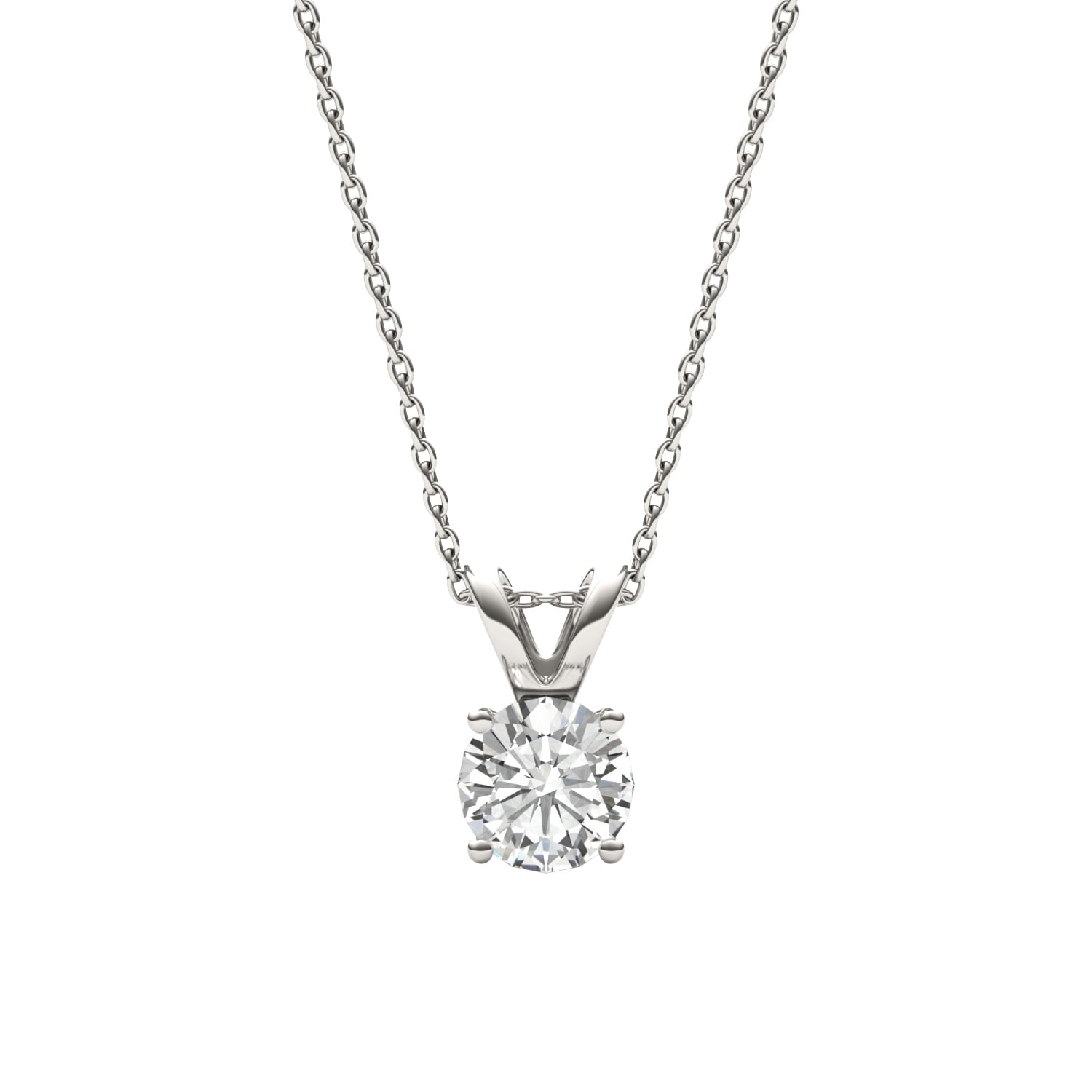 Charles & Colvard 14K White Gold Moissanite Round Solitaire Pendant 1 ...