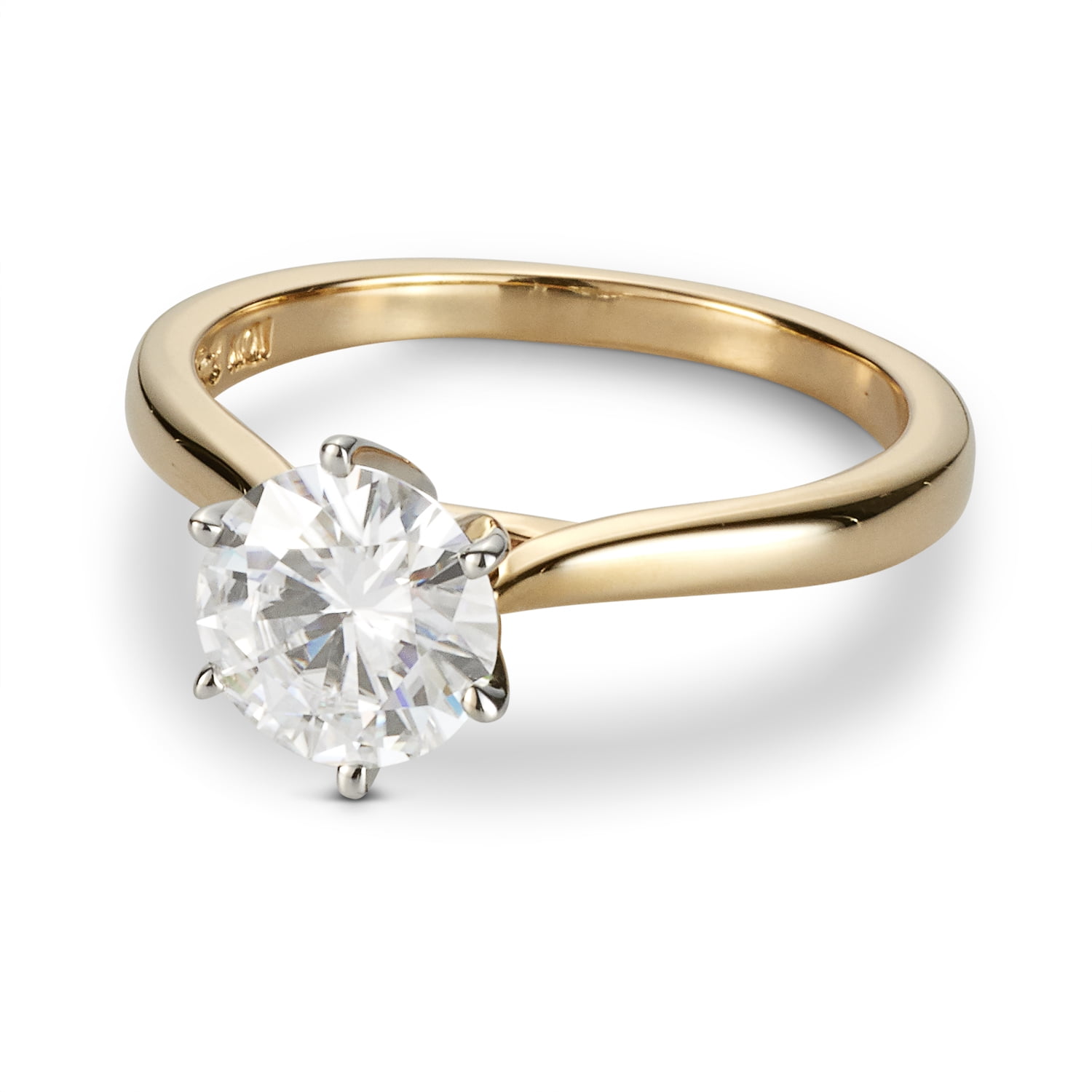 Charles & Colvard 14K Yellow Gold Forever One 7.5mm Round Solitaire ...