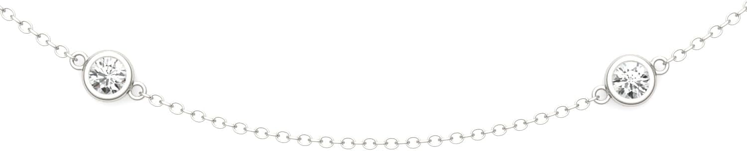Charles & Colvard Sterling Silver Round Moissanite Bezel Set Station ...