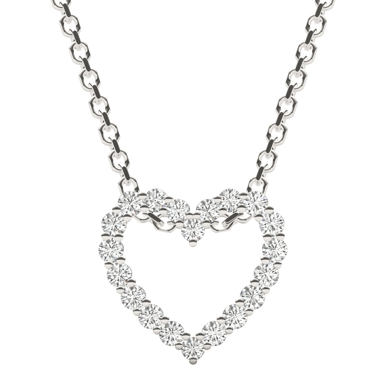 Charles & Colvard Sterling Silver Round Moissanite Heart Shaped ...