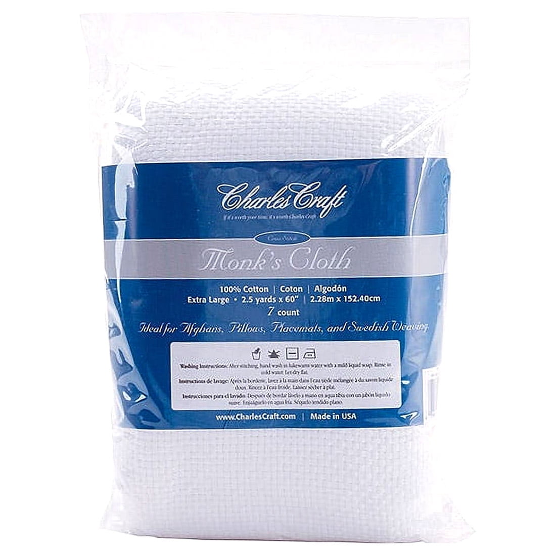 Charles Craft Monk's Cloth Aida 7 Count 60"X2.5yd-White - Walmart.com