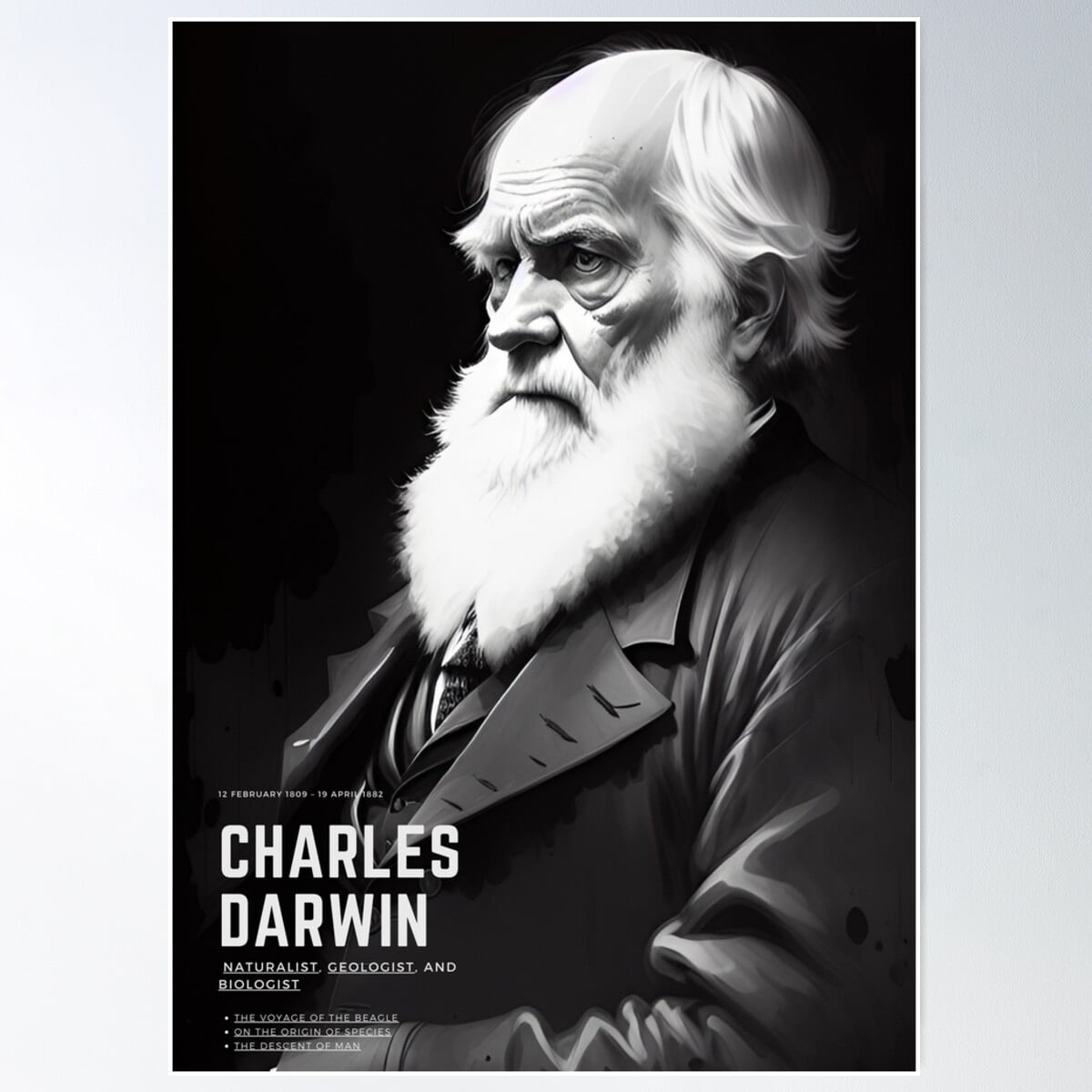 Charles Darwin By Callisc Arts Poster Wall Art, Modern Wall Decor For ...
