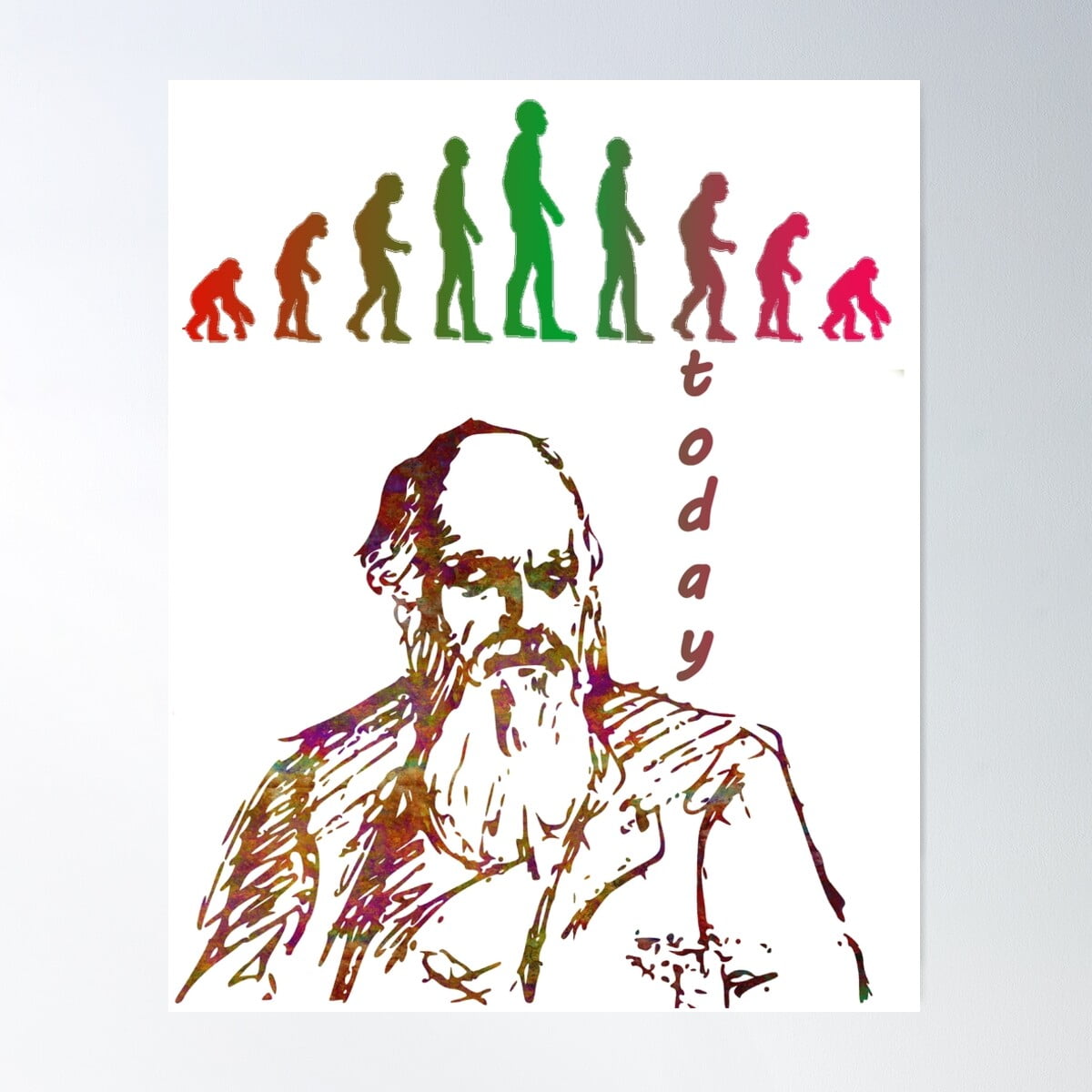 Charles Darwin Evolution Poster Wall Art, Modern Wall Decor For Living ...