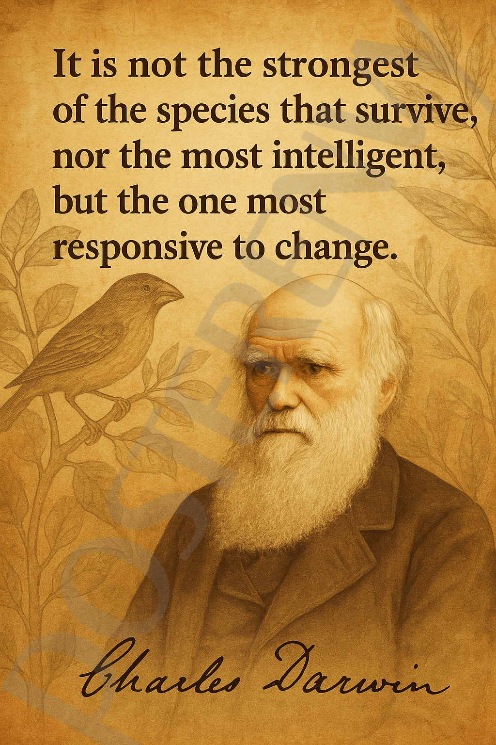 Charles Darwin Famous Quote Poster – "Most Responsive to Change" – 18 ...