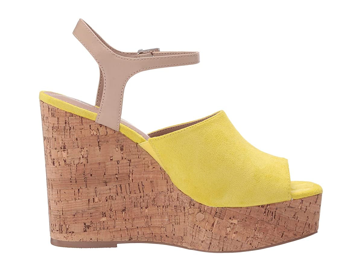 Charles David Dory Sunshine Yellow Nude Ankle Strap Platform Wedge ...