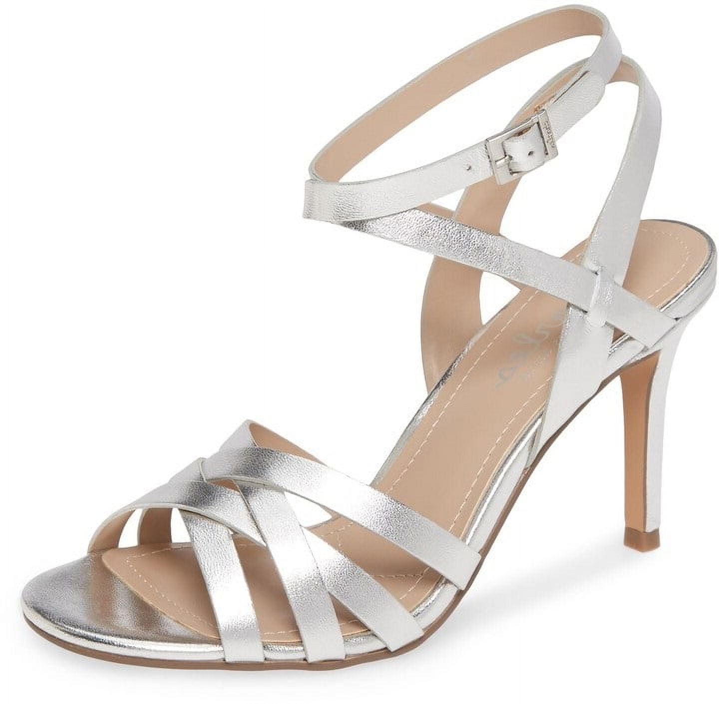 Charles David Hippy Silver Dainty Metallic Ankle Strap Formal Dress ...