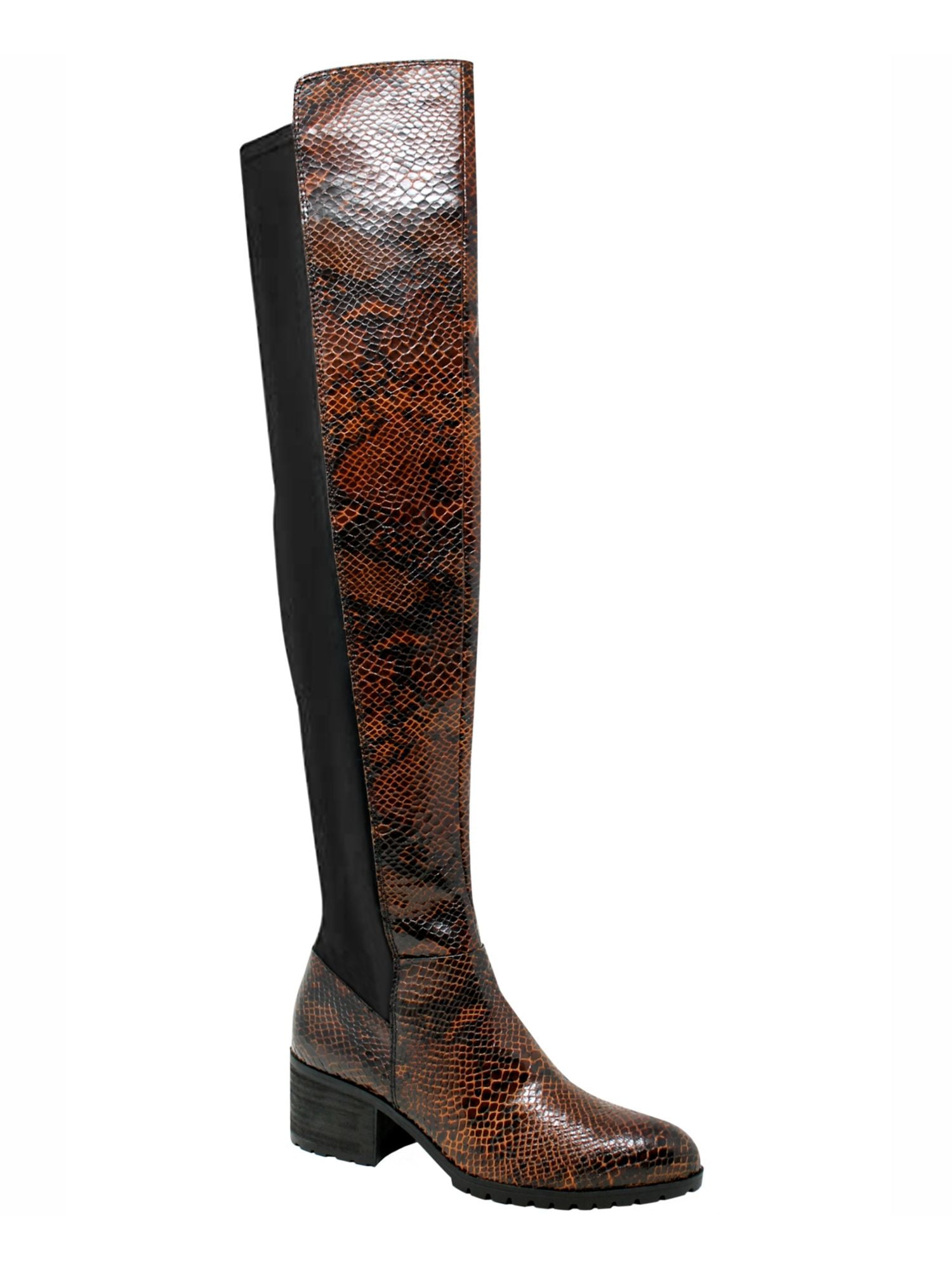 Charles David Reason Dark Brown Snake Print Almond Toe Over The Knee ...