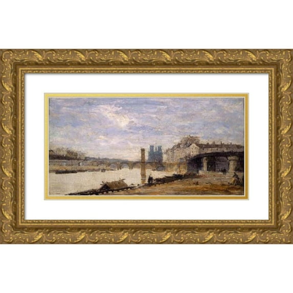 Charles-Emile Cuisin 18x11 Gold Ornate Wood Frame and Double Matted ...