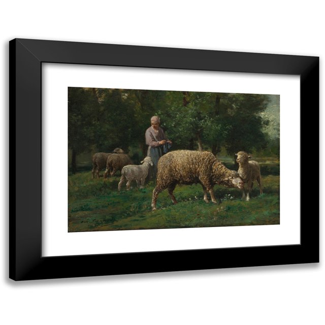 Charles Emile Jacque 14x11 Black Modern Framed Museum Art Print Titled ...