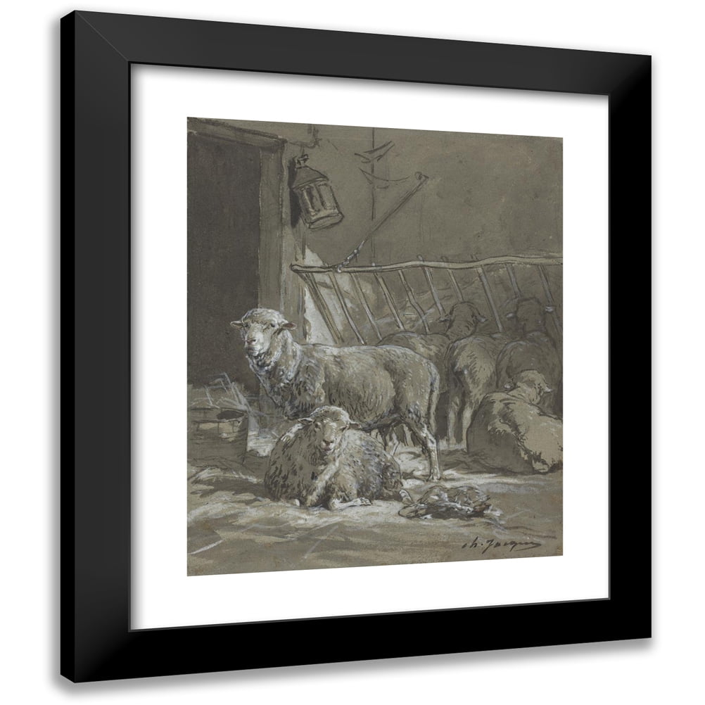 Charles Emile Jacque 15x18 Black Modern Framed Museum Art Print Titled ...