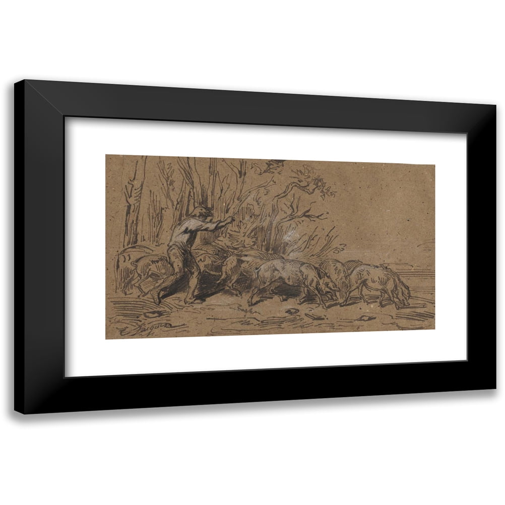 Charles Emile Jacque 24x15 Black Modern Framed Museum Art Print Titled ...