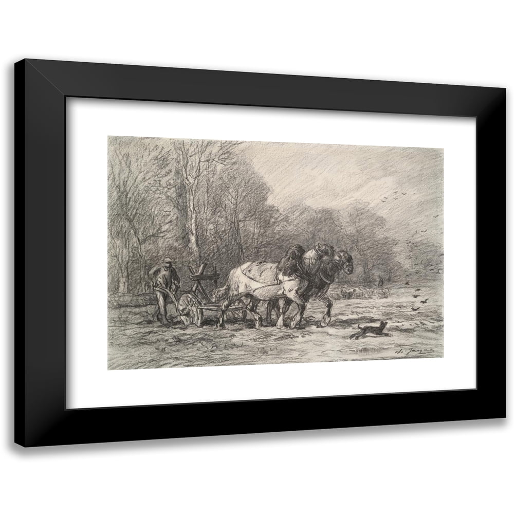 Charles Emile Jacque 24x18 Black Modern Framed Museum Art Print Titled ...
