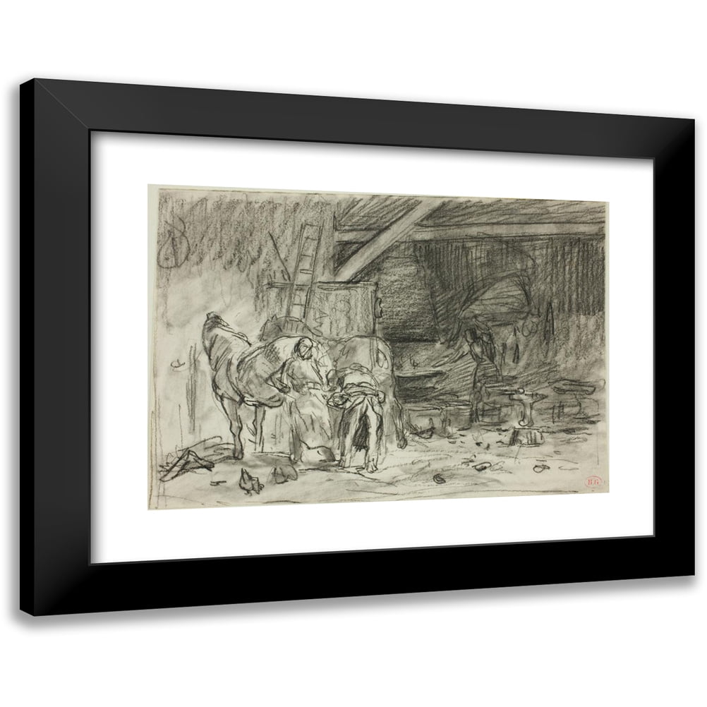 Charles Emile Jacque 24x18 Black Modern Framed Museum Art Print Titled ...