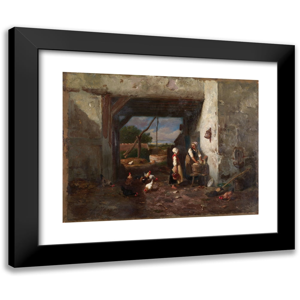 Charles Emile Jacque 24x19 Black Modern Framed Museum Art Print Titled ...
