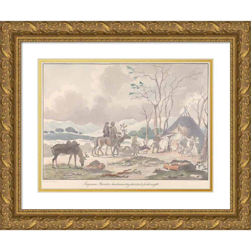 Charles Hamilton Smith 14x11 Gold Ornate Wood Frame and Double Matted ...