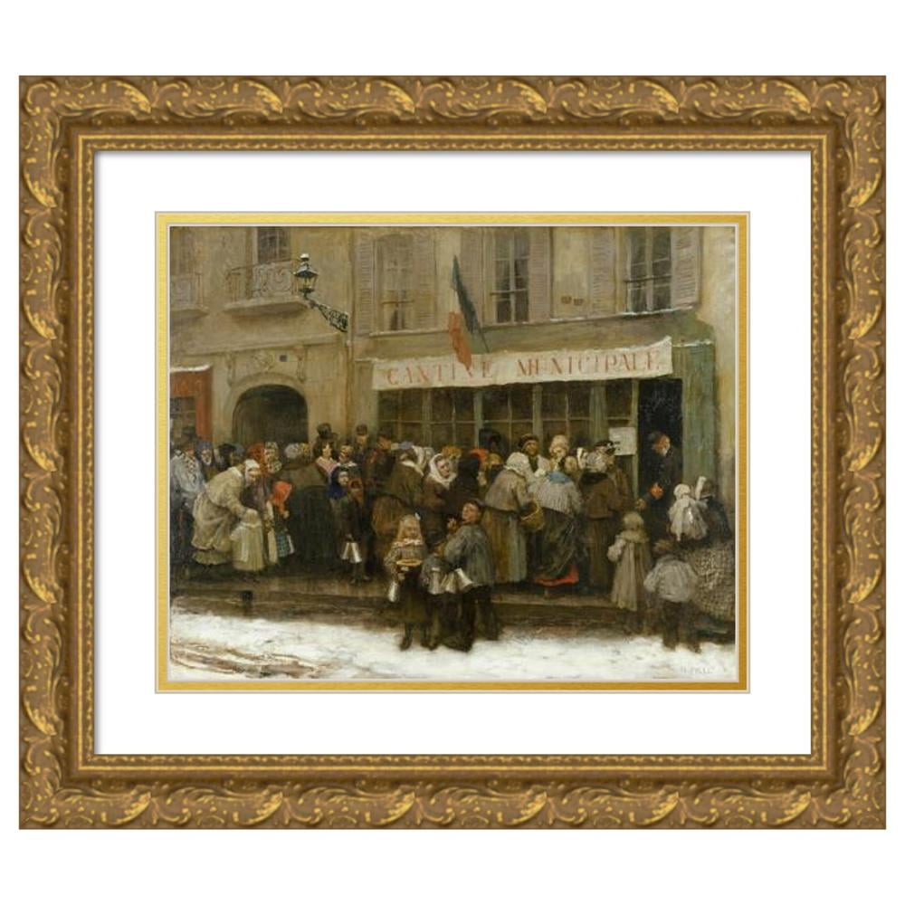 Charles-Henri Pille 14x12 Gold Ornate Wood Frame and Double Matted ...