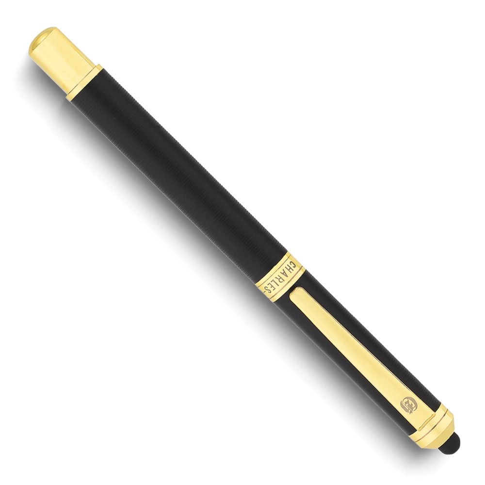 Charles Hubert Black and Gold-tone Banded Roller Ball Pen with Stylus ...